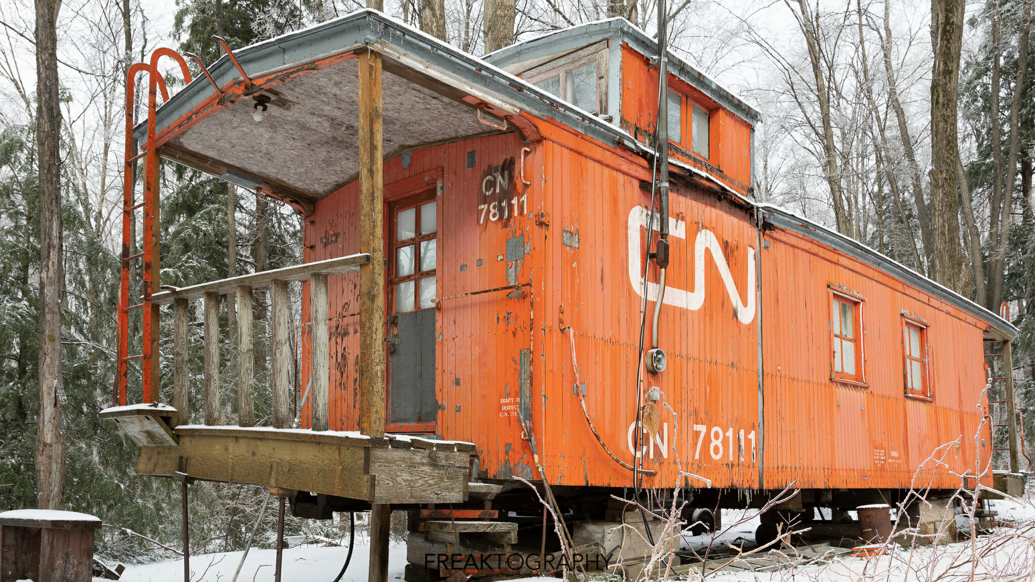 Abandoned CN Rail Caboose in the Woods